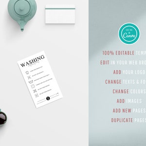 Printable Washing Instructions Card Editable Clothing Care - Etsy