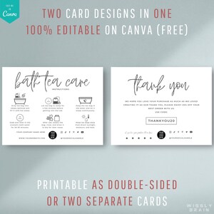 Bath Tea Care Card Template, Editable Tub Tea Care Guide, Herbal Bath ...