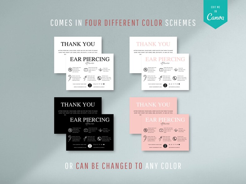 Editable Ear Piercing Aftercare Template Piercing Guide | Etsy