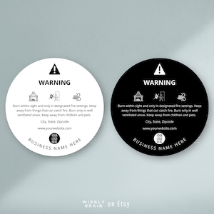 Editable Fire Starters Warning Label Template, Wax Firelighters Safety ...