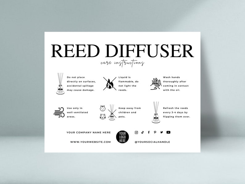 Editable Reed Diffuser Care Card Template Reed Diffuser Care - Etsy