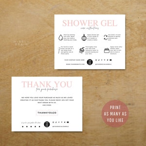 Shower Gel Care Guide Template, Editable Body Wash Care Card, Boho ...
