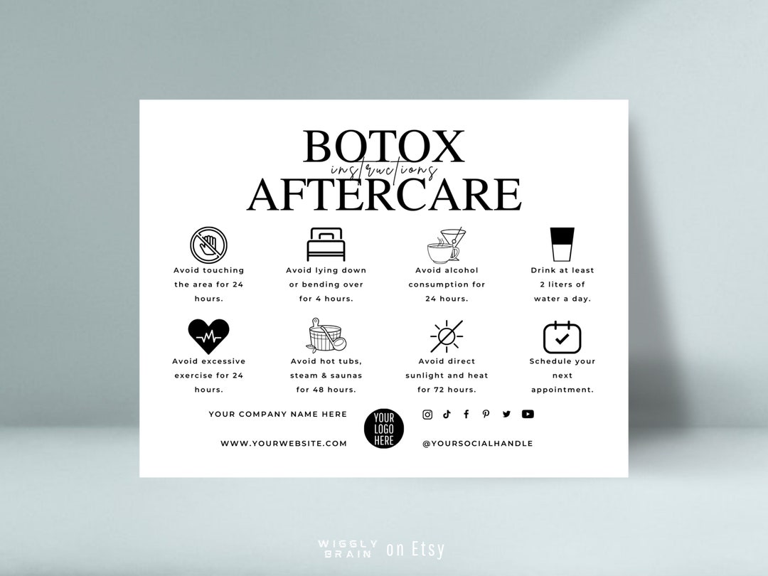 Editable Botox Aftercare Card Template, Filler Procedure Post Care ...