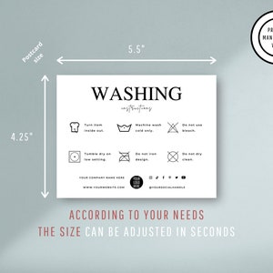 Editable Washing Instructions Card Template, Clothing Care Cards ...