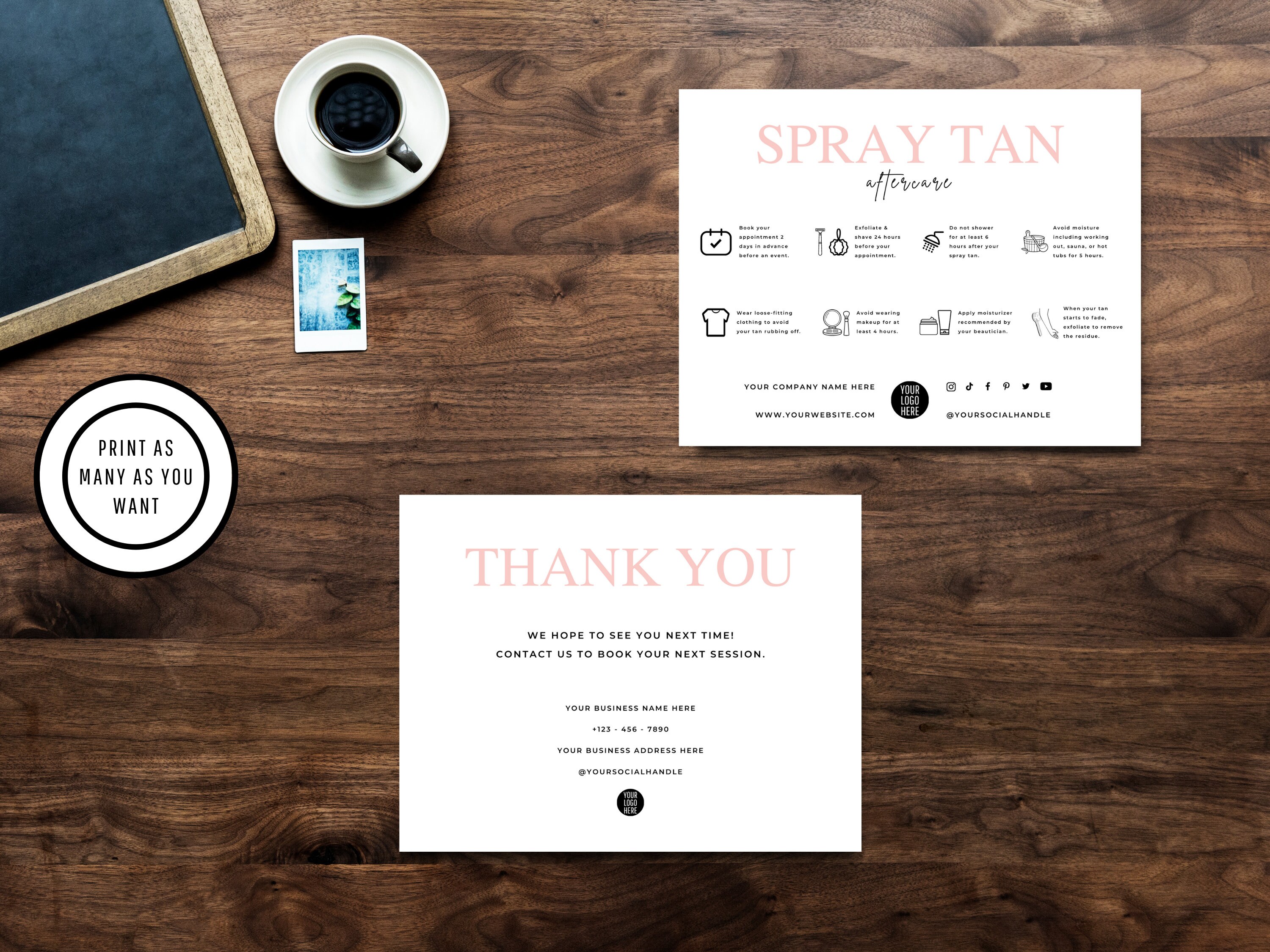 Editable Spray Tan Care Card Template, Tanning Aftercare Instructions ...