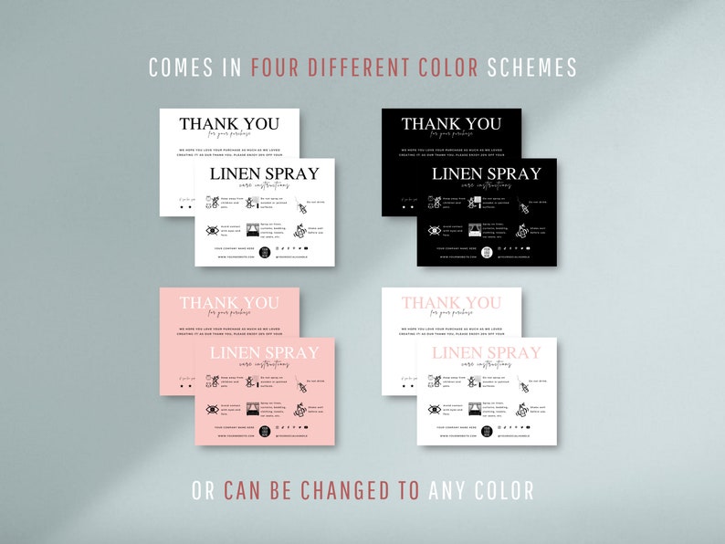 Editable Linen Spray Care Card Template, Fabric Mist Care Instructions ...