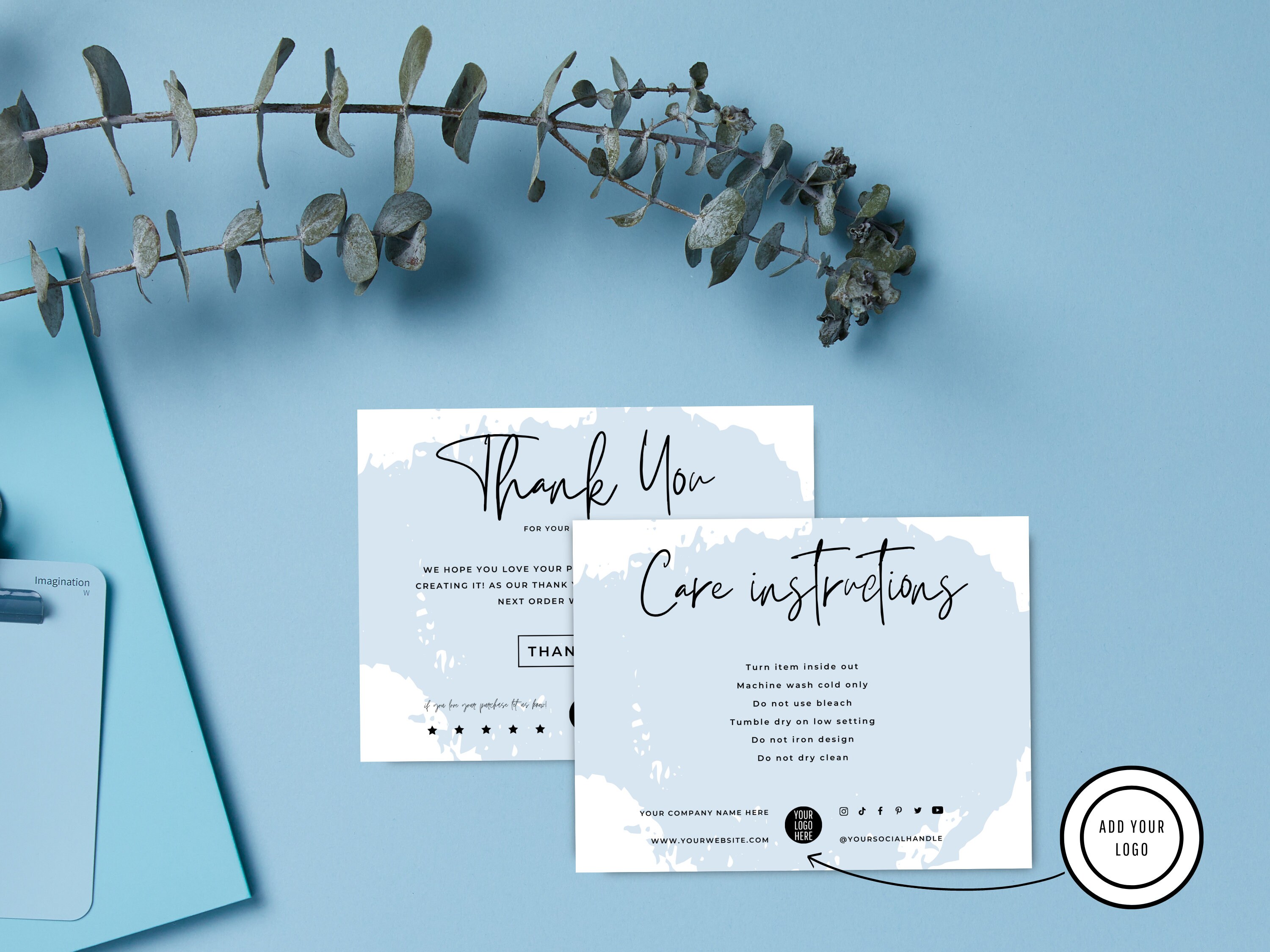 Editable Care Card Template, Care Instructions Cards, Washing ...