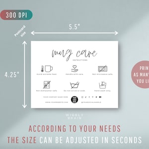 Editable Mug Care Card Template, Mini Coffee Cup Care Guide, Mugs Care ...
