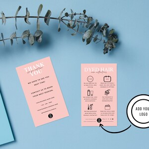 Editable Mini Dyed Hair Care Card Template, Colored Hair Aftercare ...