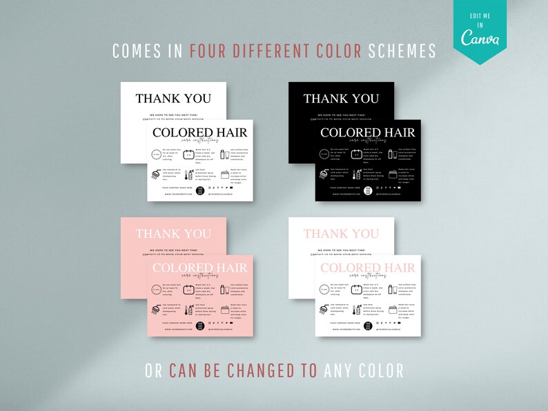 Editable Dyed Hair Care Card Template Colored Hair Aftercare - Etsy