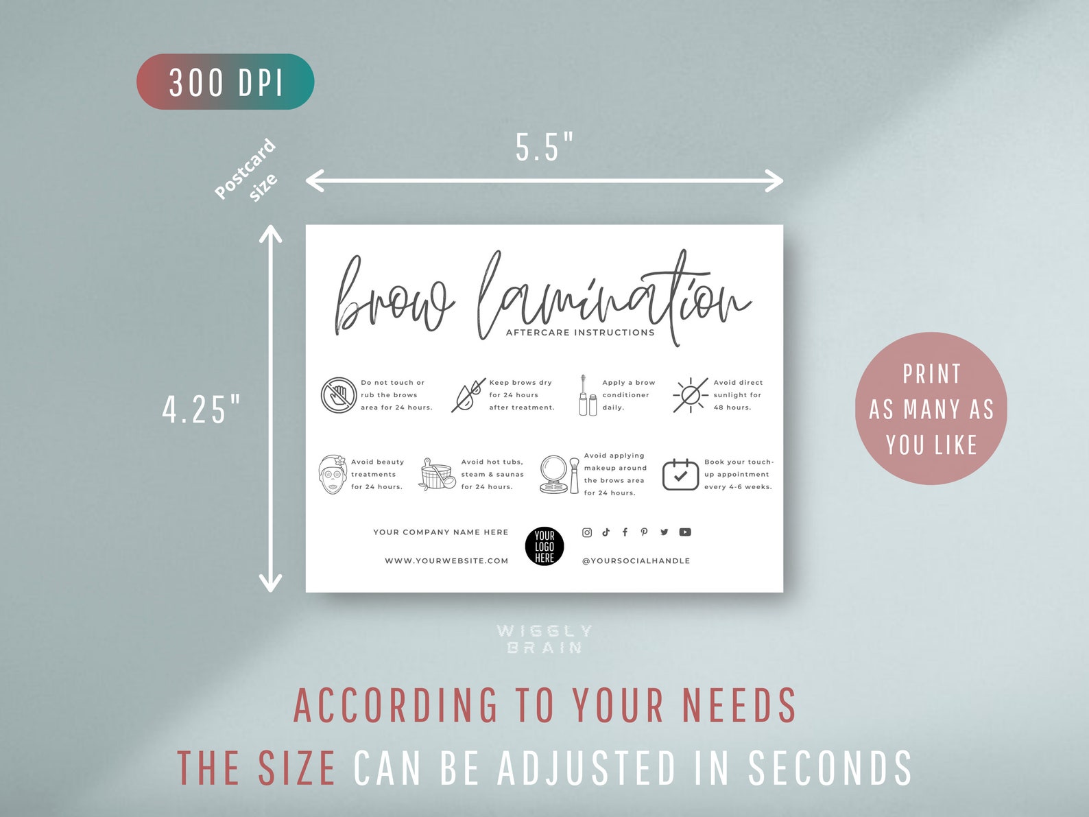 Brow Lamination Aftercare Card Template, Editable Brows Lami Post Care ...