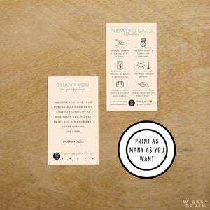 Mini Flowers Care Card Template, Editable Bouquet Care Guide, Florist ...