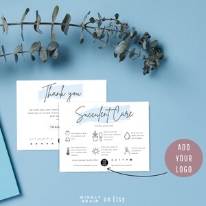 Editable Succulent Care Card Template, Indoor Plant Care Printable ...