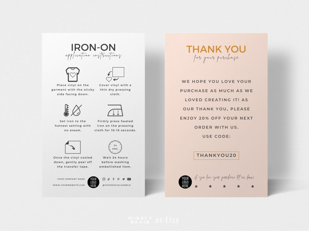 Mini Iron on Instructions Template, Editable Iron-on Heat Transfer ...
