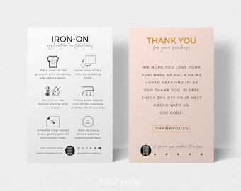 Editable Mini Iron on Instructions Template, Iron-on Heat Transfer ...
