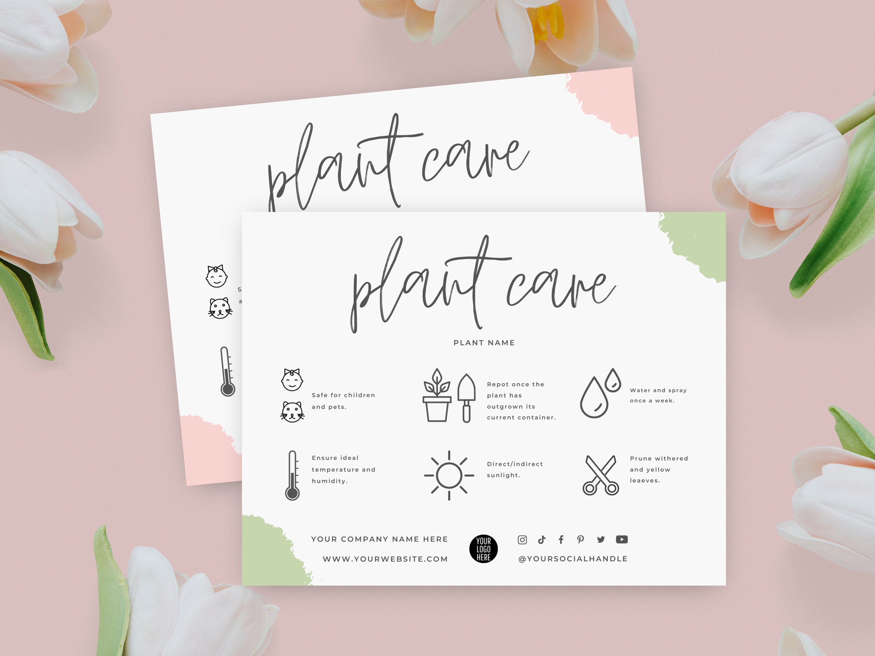 Editable Plant Care Card Template Printable Plant Care | Etsy