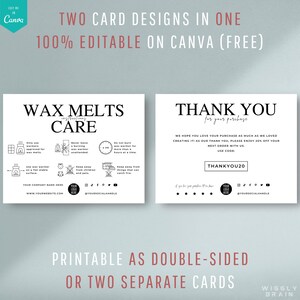 Editable Wax Melts Care Card Template, Wax Melt Instructions Cards, Wax ...