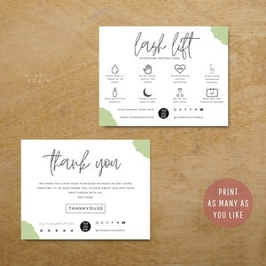 Boho Lash Lift Aftercare Template, Editable Eyelash Lift Care Card ...