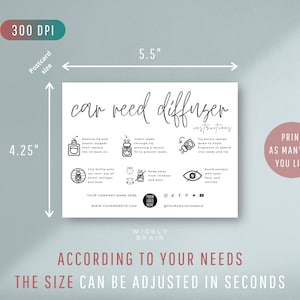 Car Reed Diffuser Care Card Template, Editable Car Vent Clip Diffuser ...