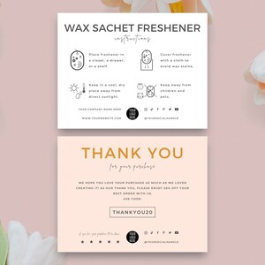 Wax Sachet Care Card Template, Wardrobe Freshener Care Instructions ...
