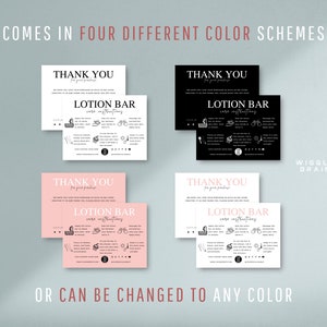 Lotion Bar Care Card Template, Editable Solid Lotion Application Guide ...