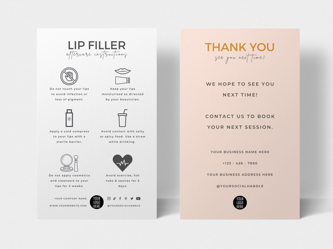 Editable Mini Lip Filler Aftercare Card Template Lip - Etsy