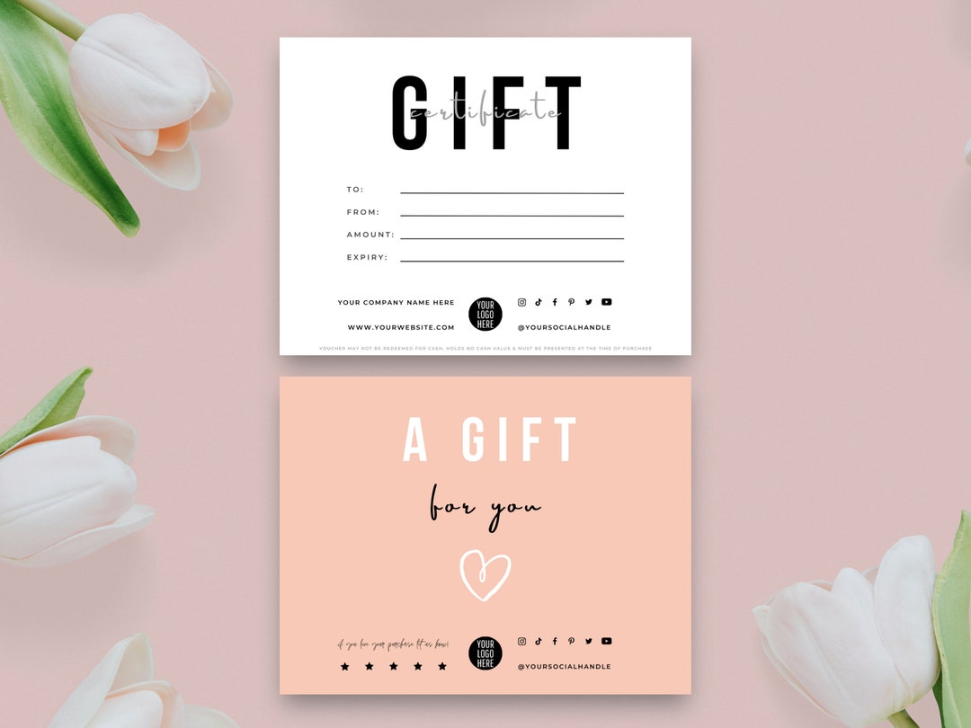 Editable Gift Certificate Template, Gift Card Template, Small Business ...