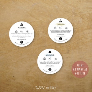 Fire Starters Warning Label Template, Wax Firelighters Safety Stickers ...