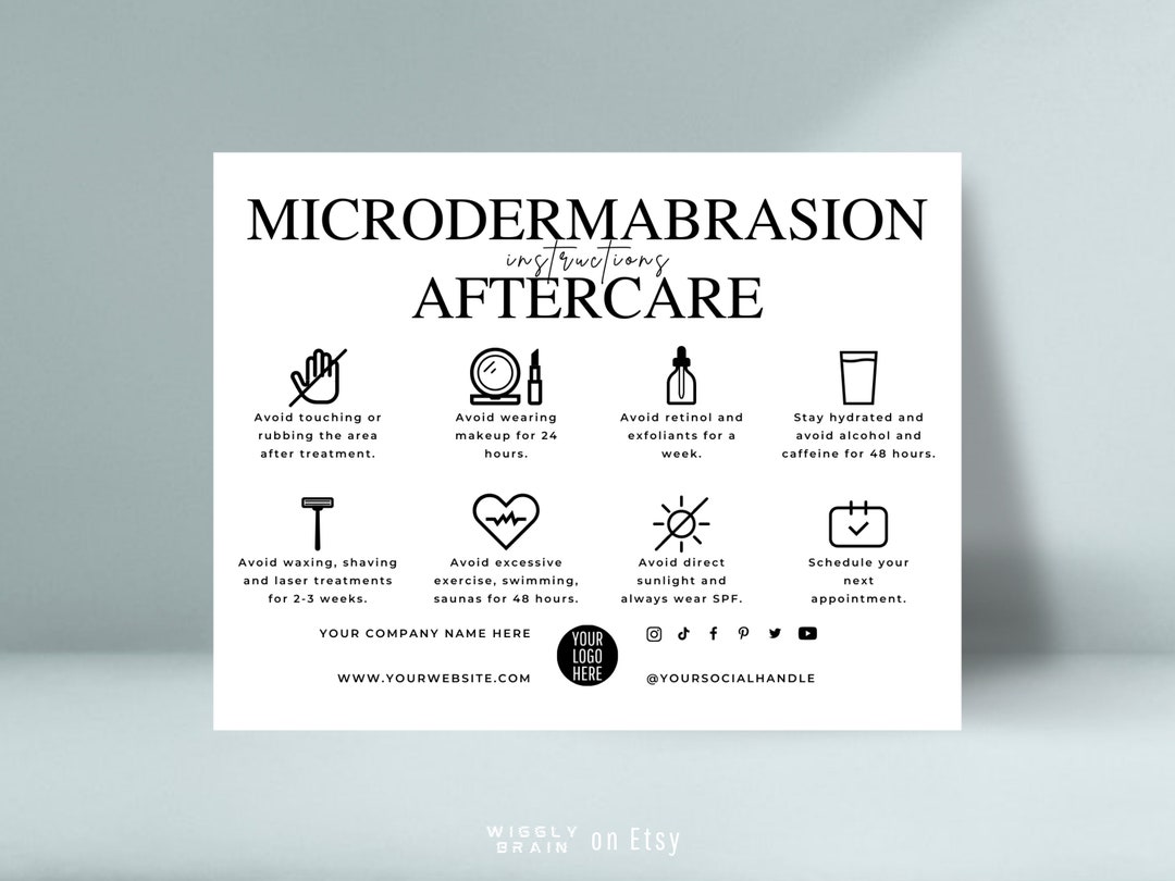 Microdermabrasion Aftercare Card Template, Editable Facial Skin Planing ...
