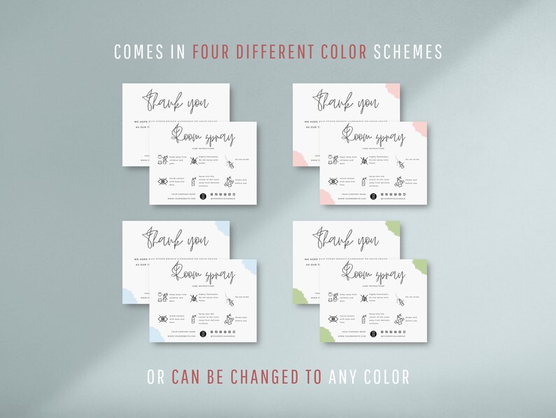 Room Spray Care Card Template Printable Room Mist Care | Etsy