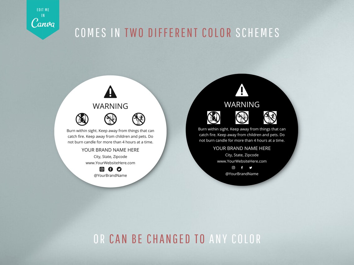 Candle Warning Label Template, Printable Candle Safety Labels, Editable ...