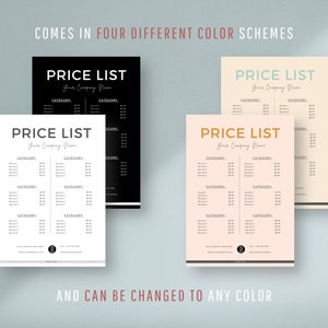 Editable Price List Template, Printable Pricing Sheet, Beauty Salon ...