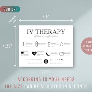 Editable IV Therapy Aftercare Card Templates, IV Hydration Post Care ...