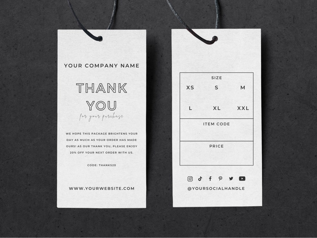 Editable Hang Tag Template, Minimalist Clothing Tag, Printable Swing ...