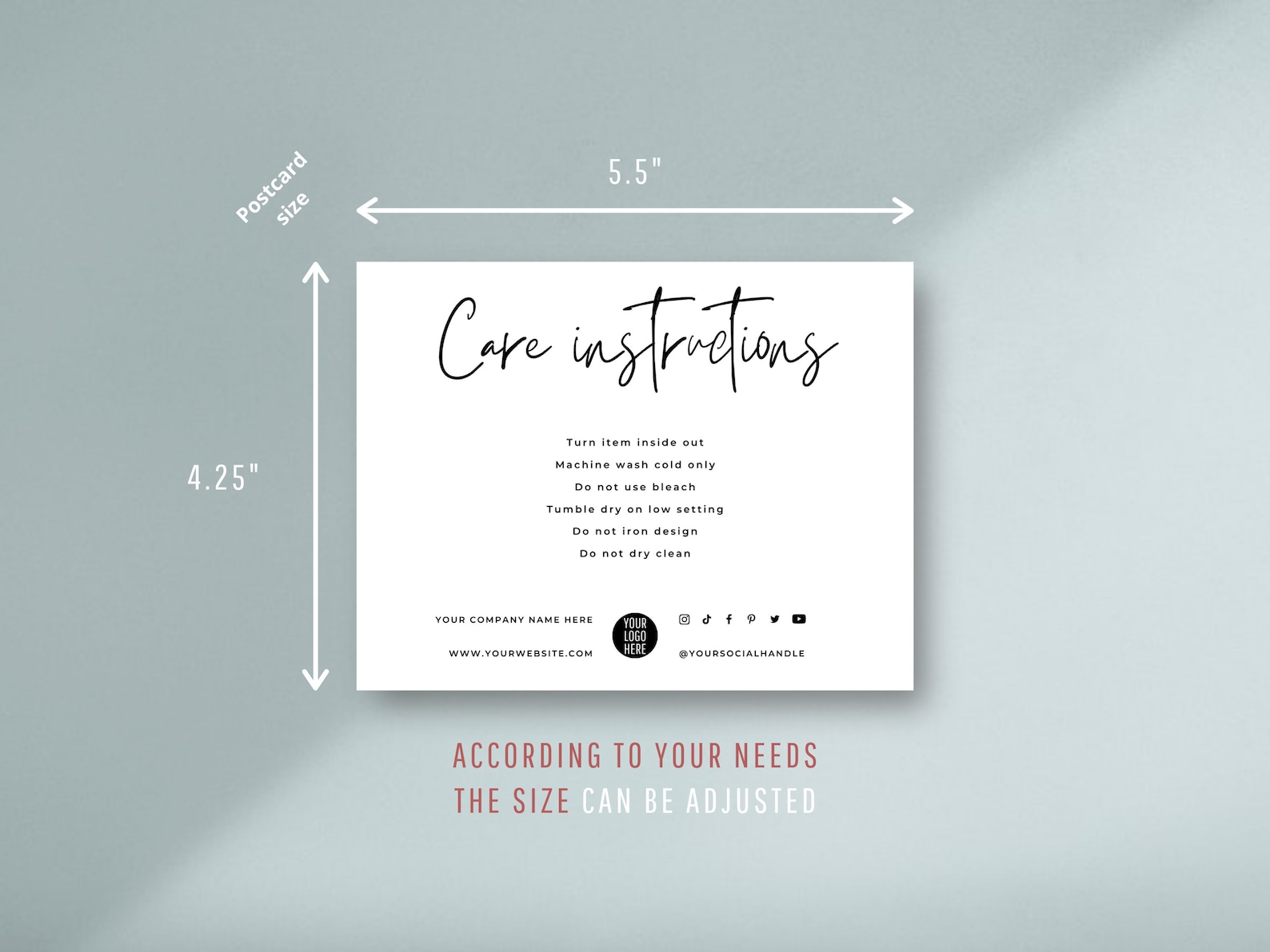 Editable Care Card Template Care Instructions Cards Washing | Etsy