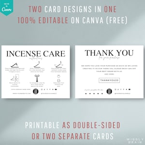 Editable Incense Care Card Template, Scented Stick User Guide, Herbal ...