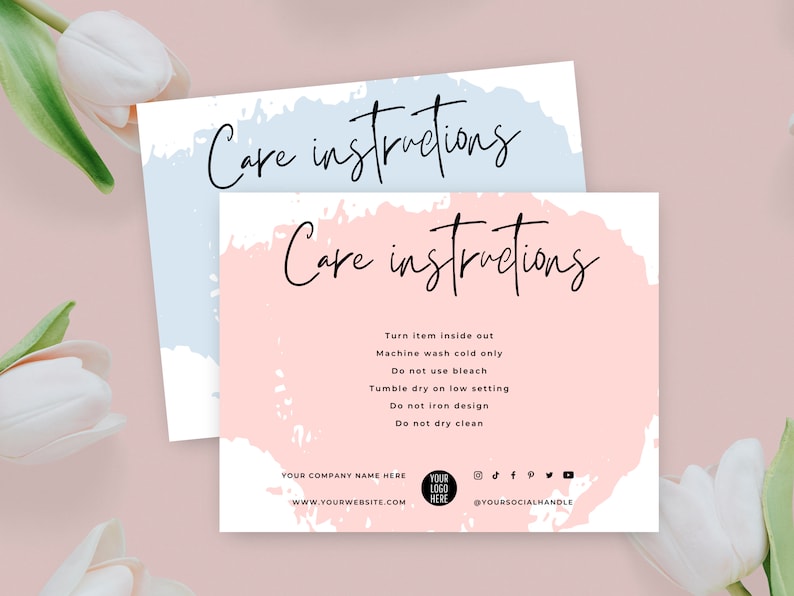 Editable Care Card Template Care Instructions Cards Washing | Etsy