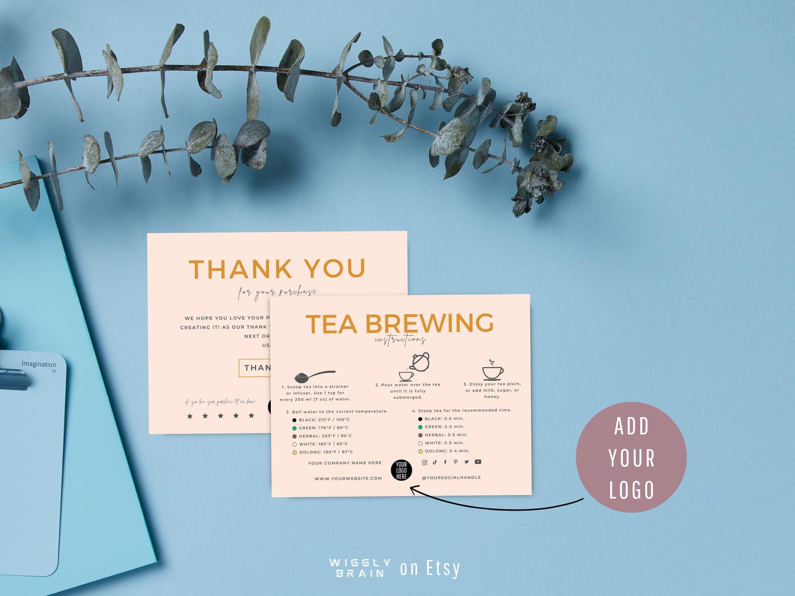 Tea Brewing Guide Card Template, Loose Tea Steeping Instructions, Boho ...