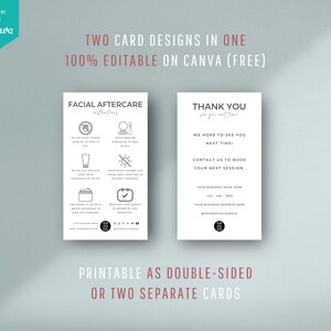 Editable Facial Aftercare Card Template, Facial Treatment Post Care Guide, Minimalist ...