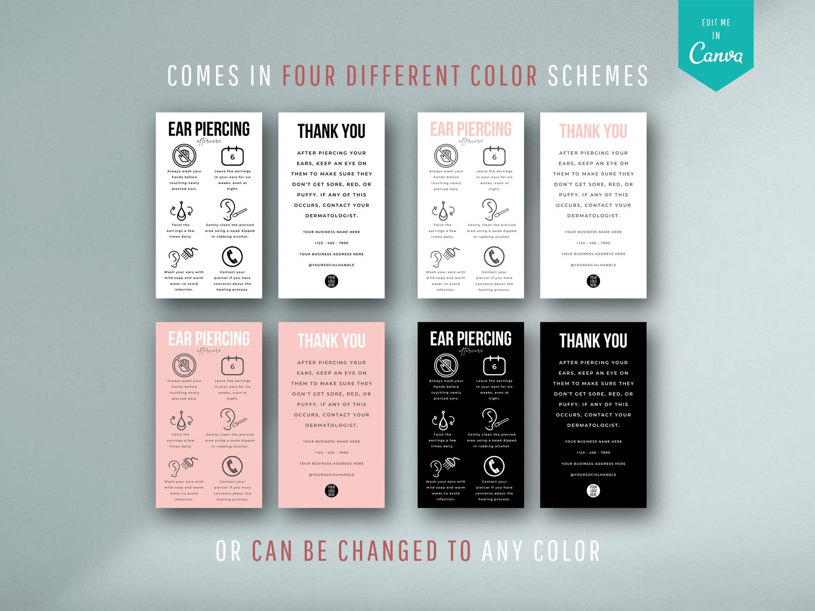 Editable Ear Piercing Aftercare Template Chic Piercing Guide - Etsy