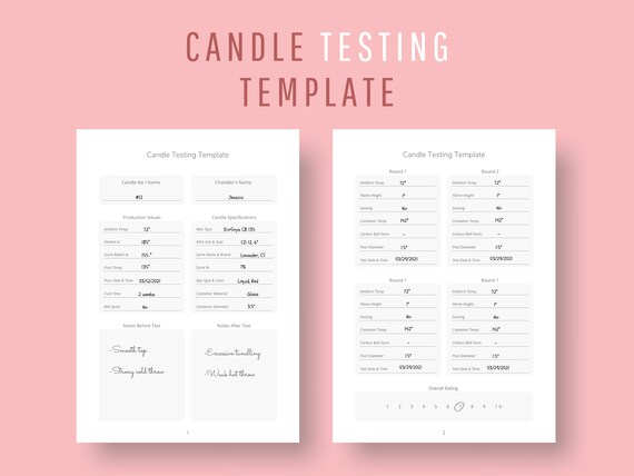 Candle Testing Template Printable Candle Burn Test Log Sheet Etsy