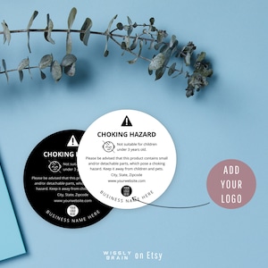 Choking Hazard Warning Label Template, Editable Toy Safety Sticker ...