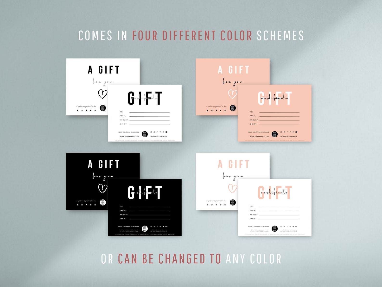 Editable Gift Certificate Template, Gift Card Template, Small Business ...