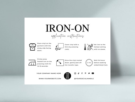 Iron-on Instructions Template Editable Iron on Heat Transfer - Etsy