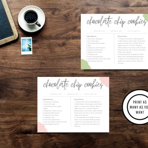 Editable Recipe Card Template, Customizable Cooking Instructions Cards ...