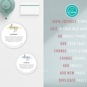 Editable Allergy Warning Label Template, Food Allergens Round Sticker ...