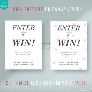 Raffle Sign Template, Editable DIY Enter to Win Poster, Business Event ...