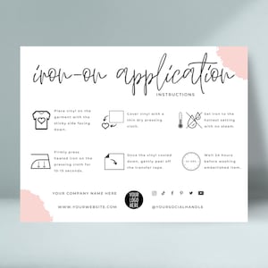 Editable Iron-on Instructions Template, Iron on Heat Transfer Vinyl ...
