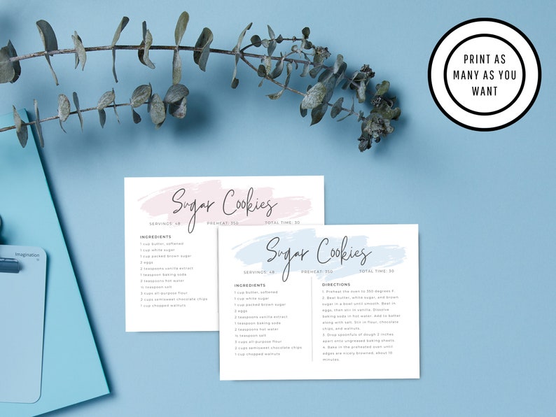 Editable Recipe Card Template, Printable Cooking Instructions Cards ...