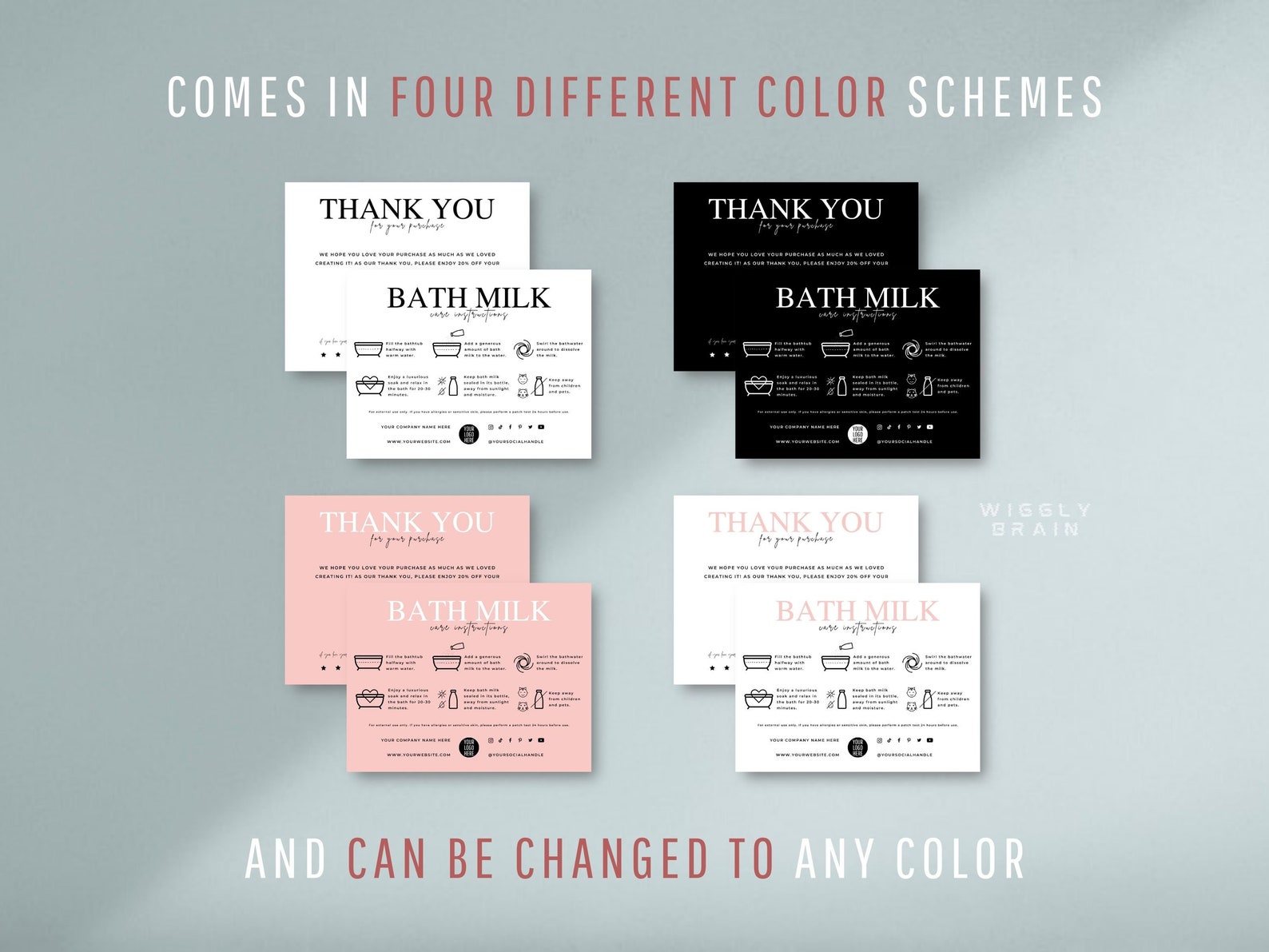 Editable Bath Milk Care Card Template, Bath Soak Care Instructions ...